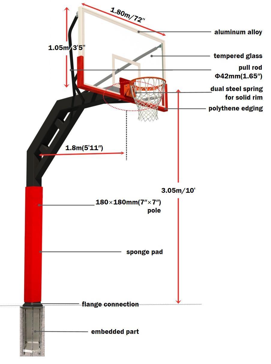 72'' In Ground Baskeball Hoop--Square Post - Sport facilities